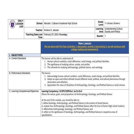 Shs core understanding culture, society and politics cg | PDF