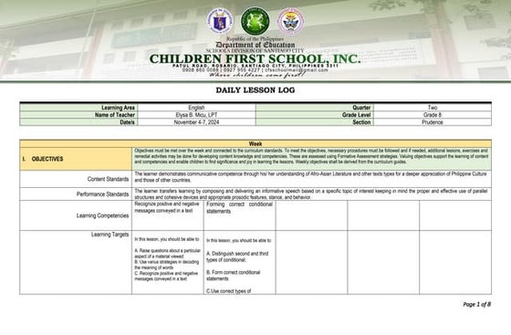 DLL GRADE 8 SECOND QUARTER. grade 8 lesson | DOCX