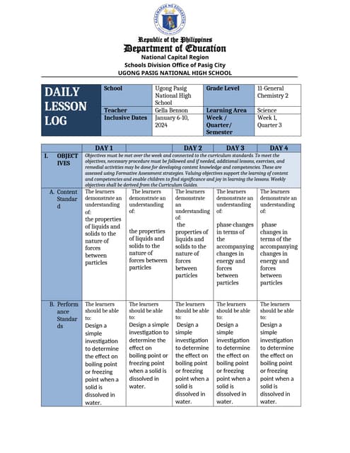Q2-Daily Lesson Plan-SCIENCE-Grade-9.doc | Chemistry | Science