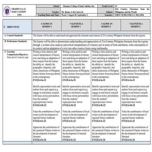 DLL WEEK 1 21ST CENTURY LITERATURE.docx