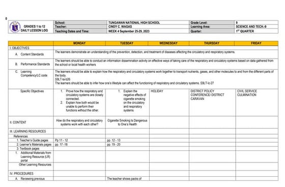 Q2_LE_ Science 4_Lesson 2_Week week 4 Science 4 2.pdf | Lung and ...