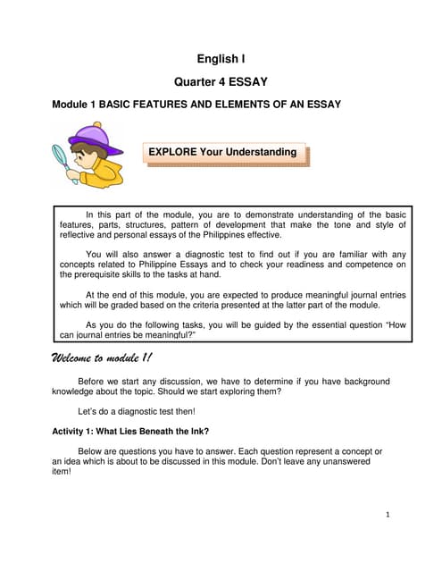 Elements of essay lesson plan | DOCX | Homework and Study | Education