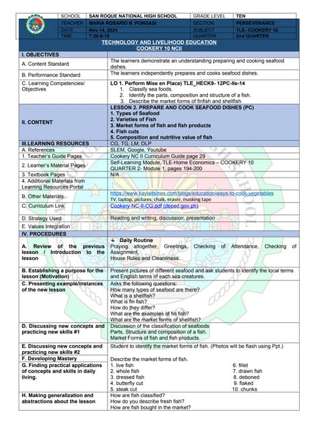 Lesson plan 2018 (market forms of fish) | DOCX