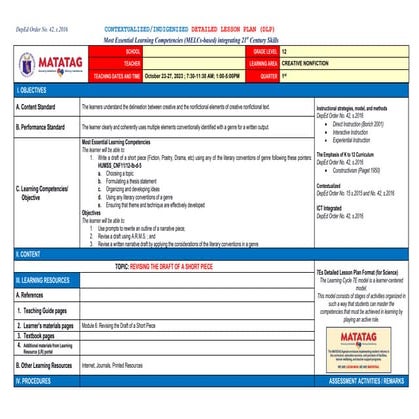 DLL- English 10 with Annotations, NEW DEPED | DOCX
