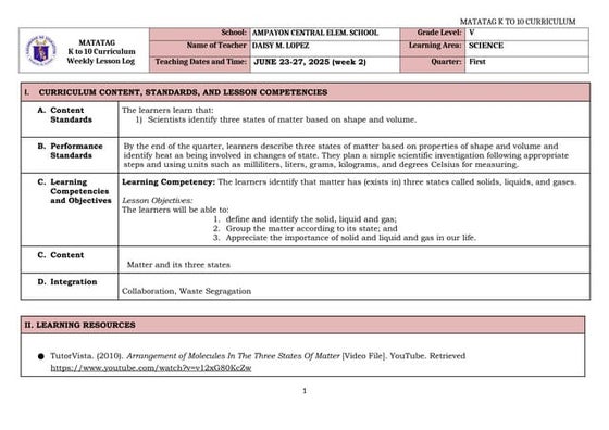 LE_Science7_Q1_week-2_final.pdf Learning Exemplar for science 7 MATATAG curriculum | PDF ...