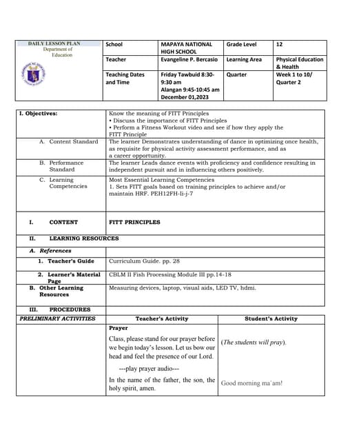 FITT Goals based on Training Principles | PPTX | Fitness and Exercise | Healthy Living