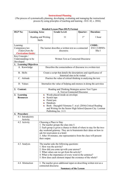 Lesson plan in intertext | PDF | Education