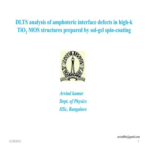 DLTS Study on interface of Si/TiO2 | PPT
