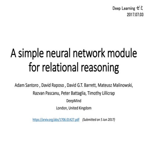 A simple neural network mnodule for relation reasoning | PPTX ...