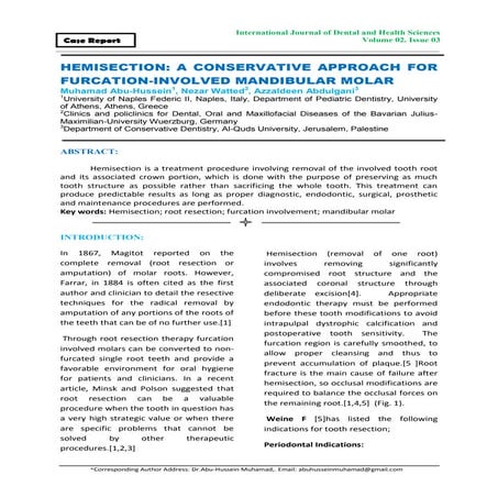 HEMISECTION: A CONSERVATIVE APPROACH FOR FURCATION-INVOLVED MANDIBULAR ...