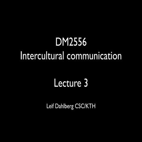 DM2556 Intercultural communication Lecture 3 | PDF