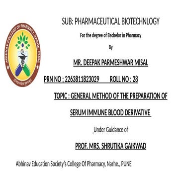 General method of the preparation of serum | PPTX