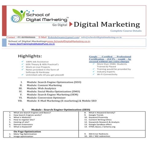 Digital Marketing Course Syllabus | PDF | Social Networking | Internet