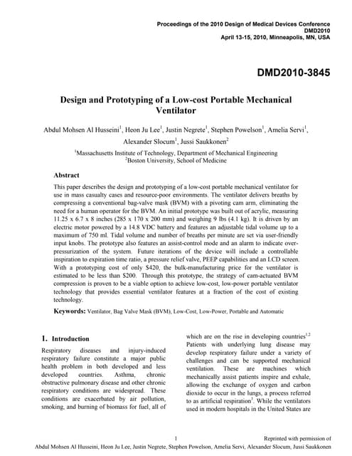 Bag valve ventilator prior art search and literature survey | PDF