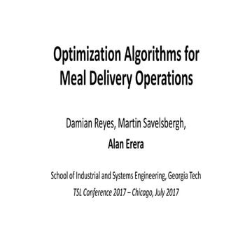 Optimization Algorithms for Meal Delivery Operations | PDF | Business ...
