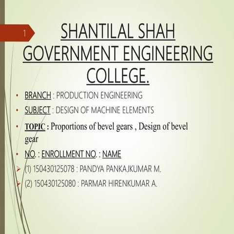 Unit ii bevel gears | PPT