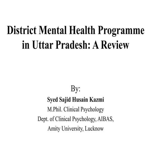 NATIONAL MENTAL HEALTH PROGRAMME | PPT