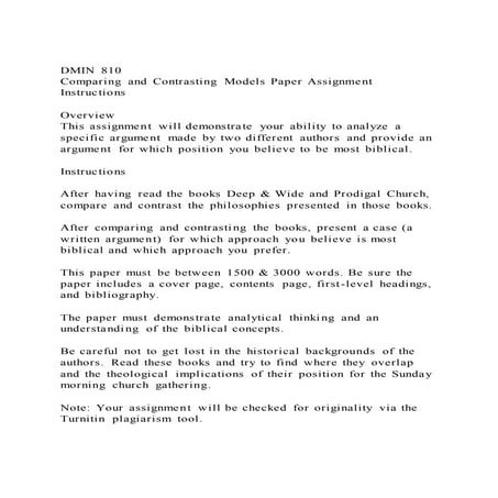 Dmin 810 comparing and contrasting models paper assignment instru | DOCX