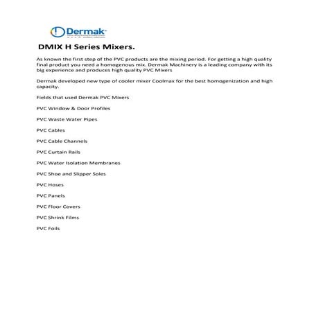 DMIX H SERIES MIXERS, DERMAKMIXER TURKEY | PDF