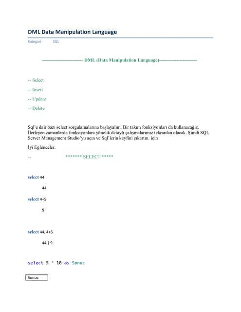 Dml Data Manipulation Language Pdf