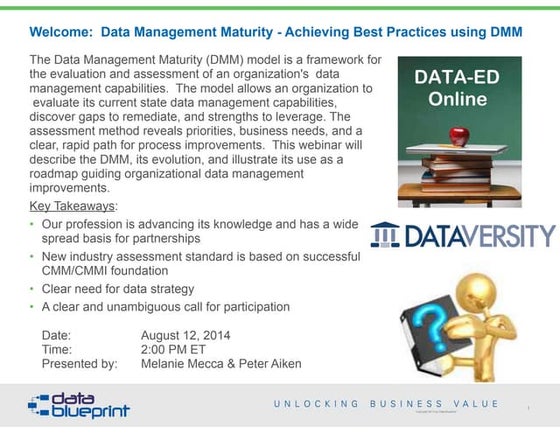 Introduction to DCAM, the Data Management Capability Assessment Model ...