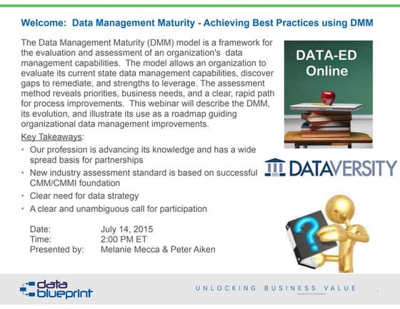 Introduction to DCAM, the Data Management Capability Assessment Model ...