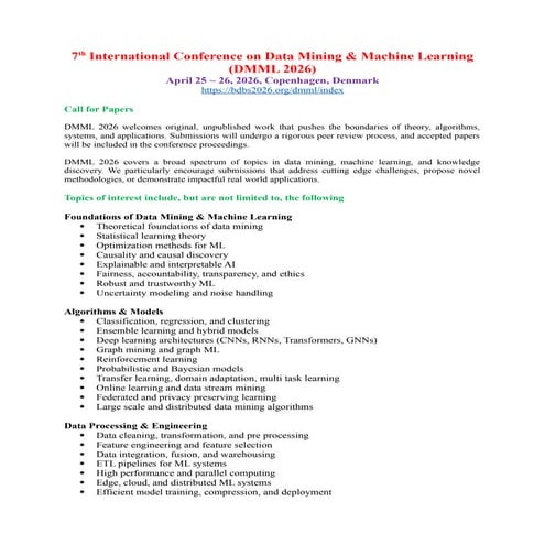 7th International Conference on Data Mining & Machine Learning (DMML ...