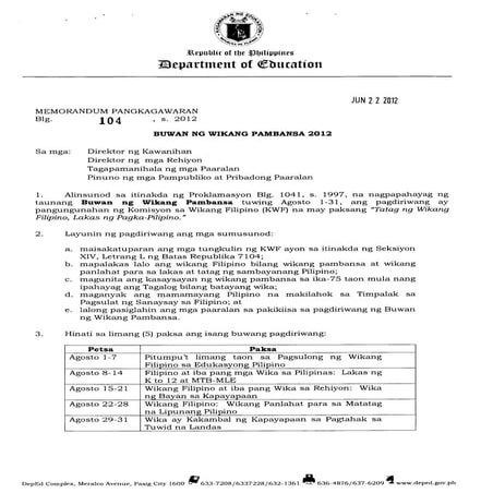 Dm no. 104, s. 2012 | PDF