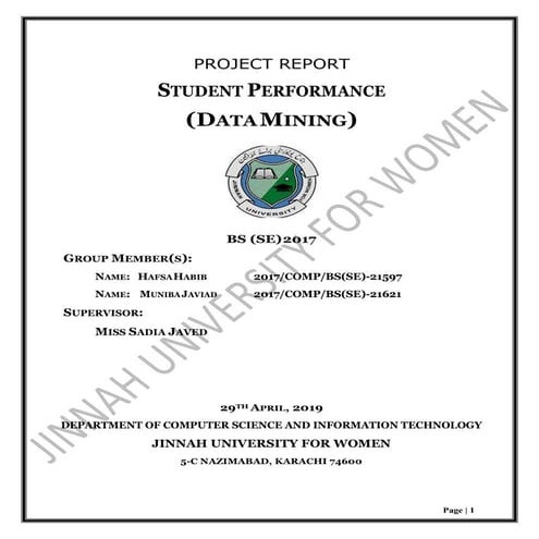 Student Performance Data Mining Project Report | PDF