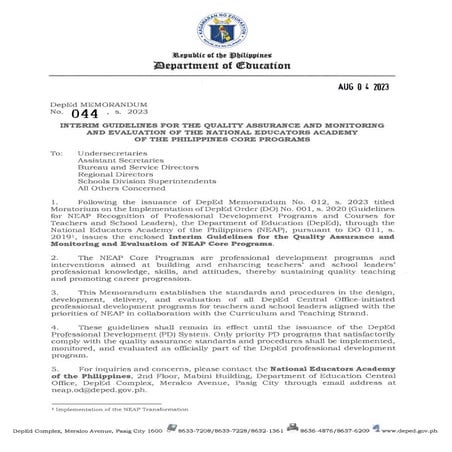 Interim Guidelines for the Quality Assurance and Monitoring and ...