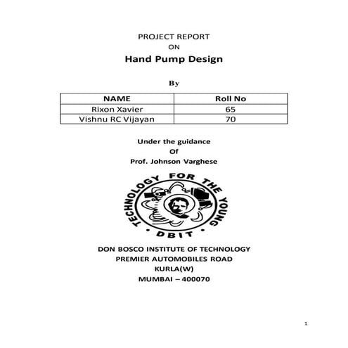 Hand Pump Design | DOCX