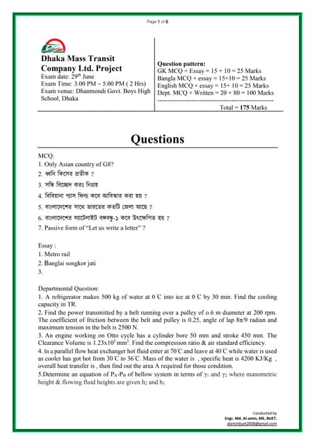 Biman bangladesh airlines ltd. question & solution(13th july 2018) | PDF | Chemistry | Science