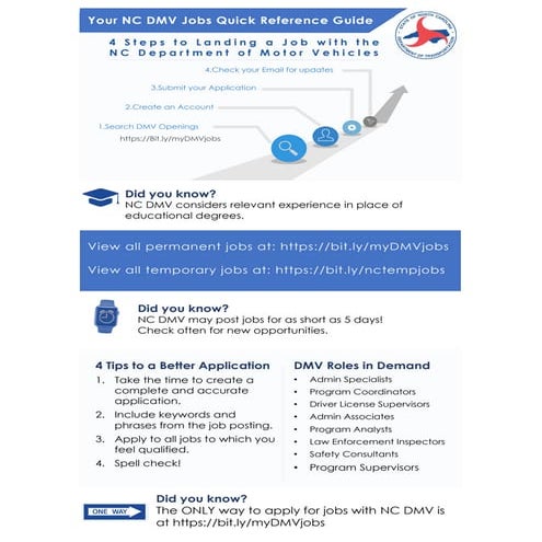 NCDMV Jobs Quick Reference Guide | PDF