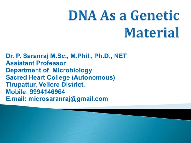 DNA as genetic material | PPTX