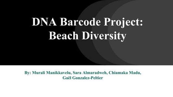 Dna barcoding project -Blue Waters | PPT