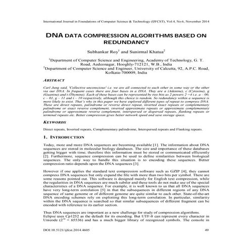Dna Data Compression Algorithms Based On Redundancy Pdf