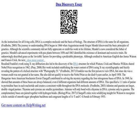 Dna Discovery Essay | PDF