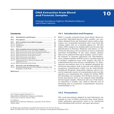 Dna extraction from blood and forensic samples | PDF