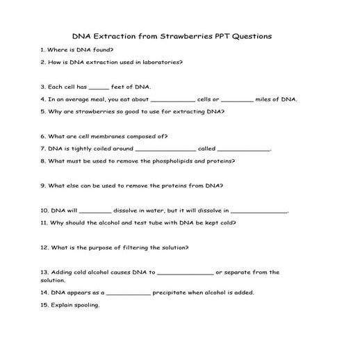 Dna extraction from strawberries ppt questions | DOC | Biological ...