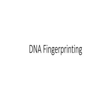 DNA Fingerprinting.pdf principles, working | PDF