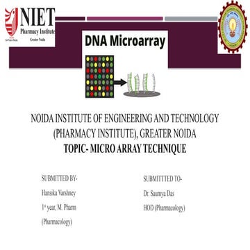 DNA micrroarray, DNA microarray types and its applications | PPTX