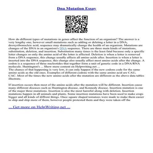 Dna Mutation Essay | PDF