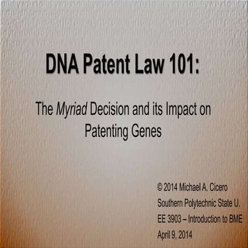DNA Patent Law 101: The Myriad Decision and its Impact on Patenting ...