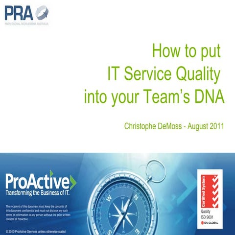 How to put IT Service Quality into your team's DNA | PPT