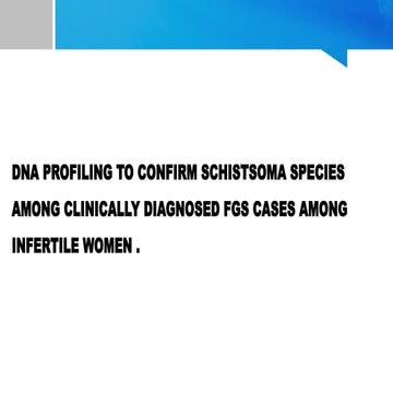 Molecular Confirmation and Genetic Characterization of Schistosoma ...