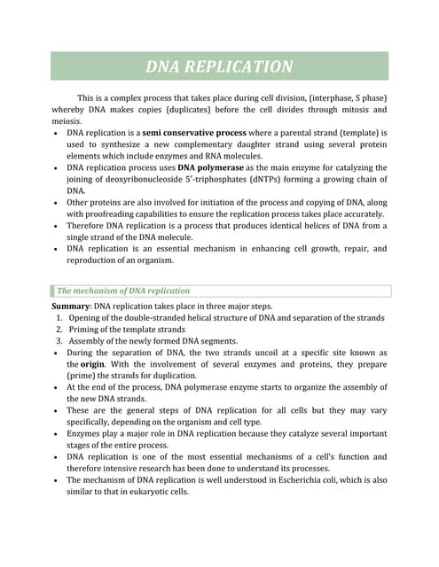 Semiconservative replication | PDF