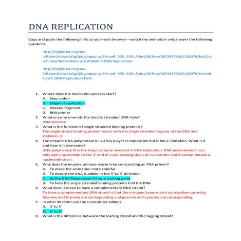 Dna replication activity | PDF