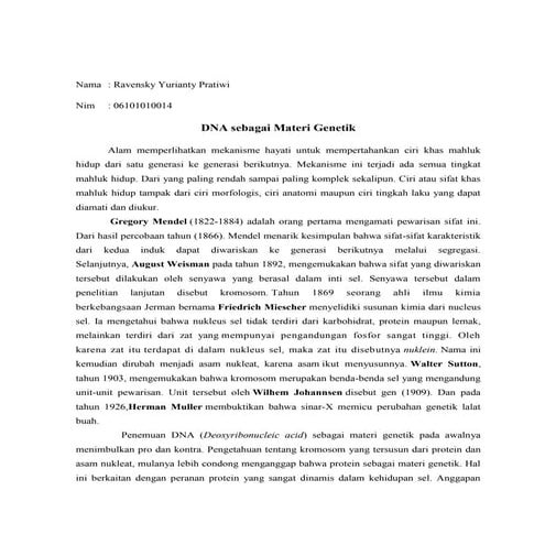 Dna sebagai materi genetik | DOCX