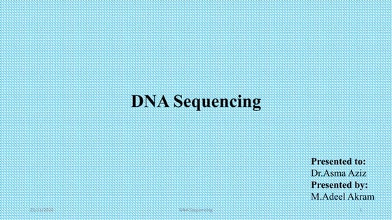 DNA Sequencing- Sanger's Method | PPT