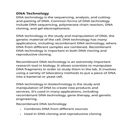 Application Of Recombinant DNA Technology | PPTX